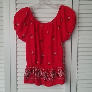 Marilyn Monroe | Tops | Red Peasant Shirt | Poshmark